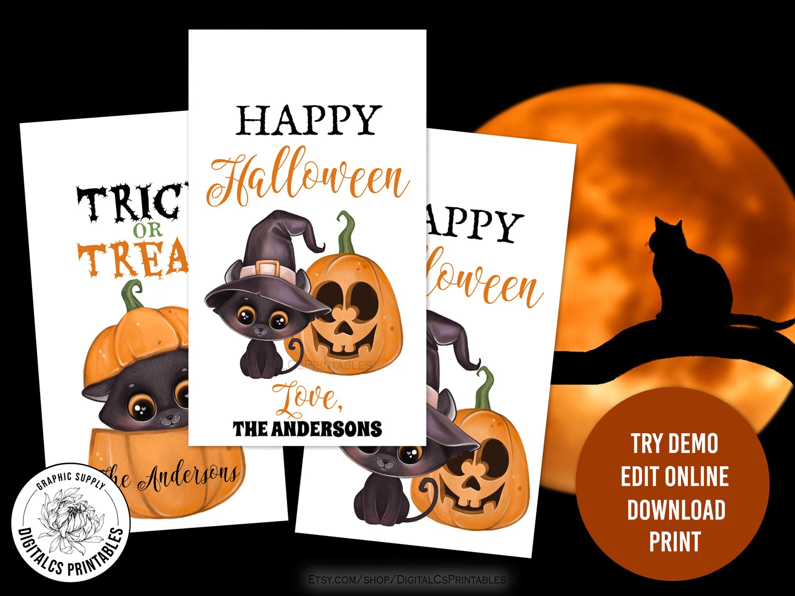 Editable Halloween Gift Tags Printable Halloween Tags Happy - Etsy