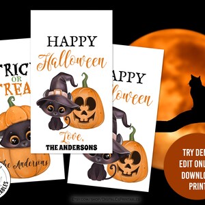 Editable Halloween Gift Tags Printable Halloween Tags Happy Halloween ...