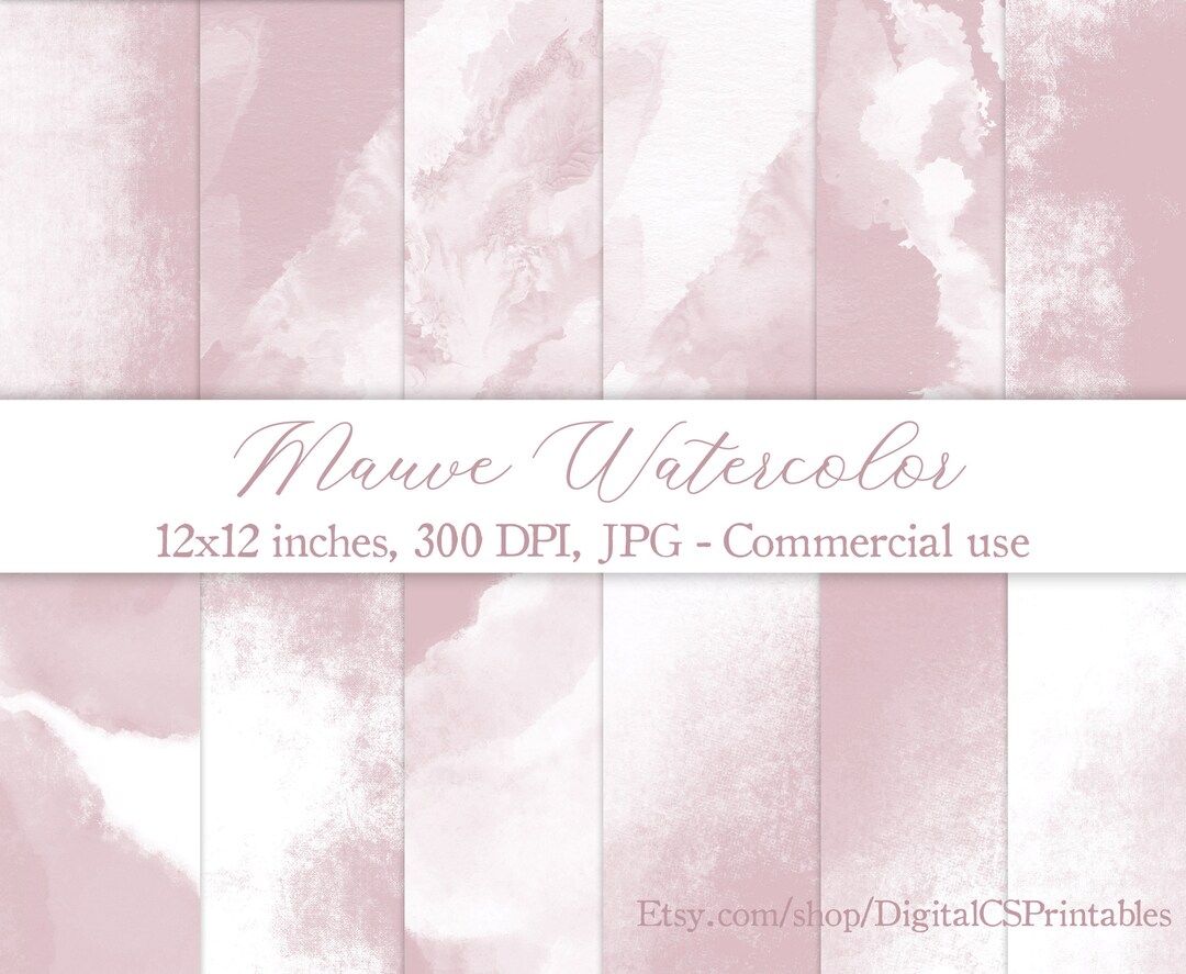 Mauve Digital Paper Pale Purple Watercolor Papers Commercial - Etsy