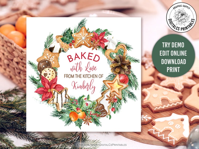 Editable Christmas Gift Tag Template Printable Baked With Love From the ...