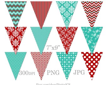 DIY Christmas Garland Printable Christmas Bunting Clipart Christmas ...