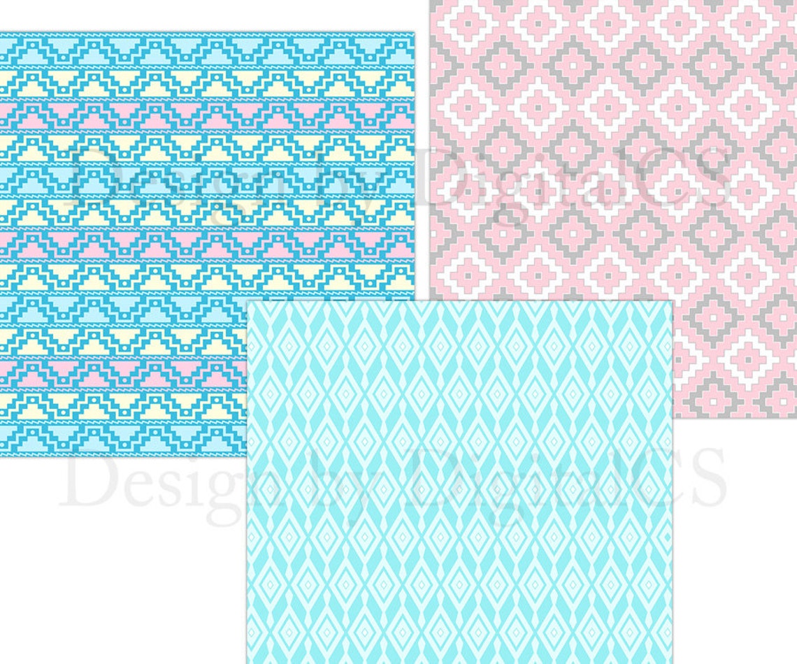 Pastel Digital Paper Pastel Tribal Digital Paper Tribal Geometric ...