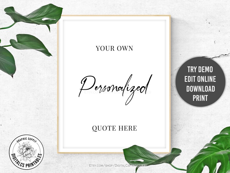 Minimalist Editable Quote Sign Custom Print Personalized Sign Template ...