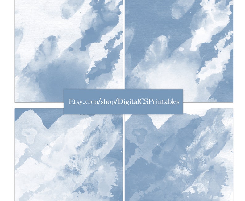 Dusty Blue Digital Paper Pastel Dusty Blue Watercolor Papers Commercial ...