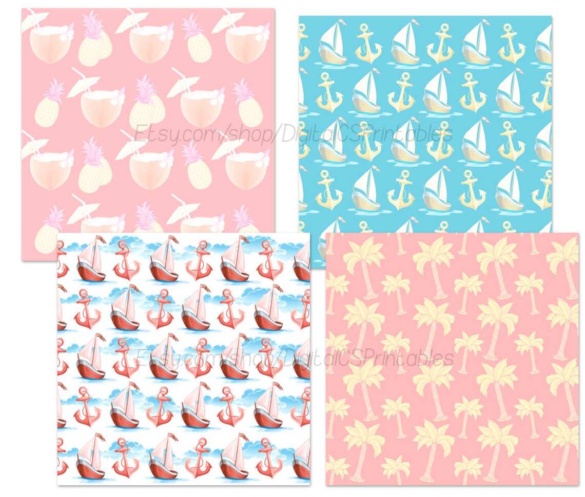 Summer Digital Paper Summer Beach Digital Paper Tropical - Etsy