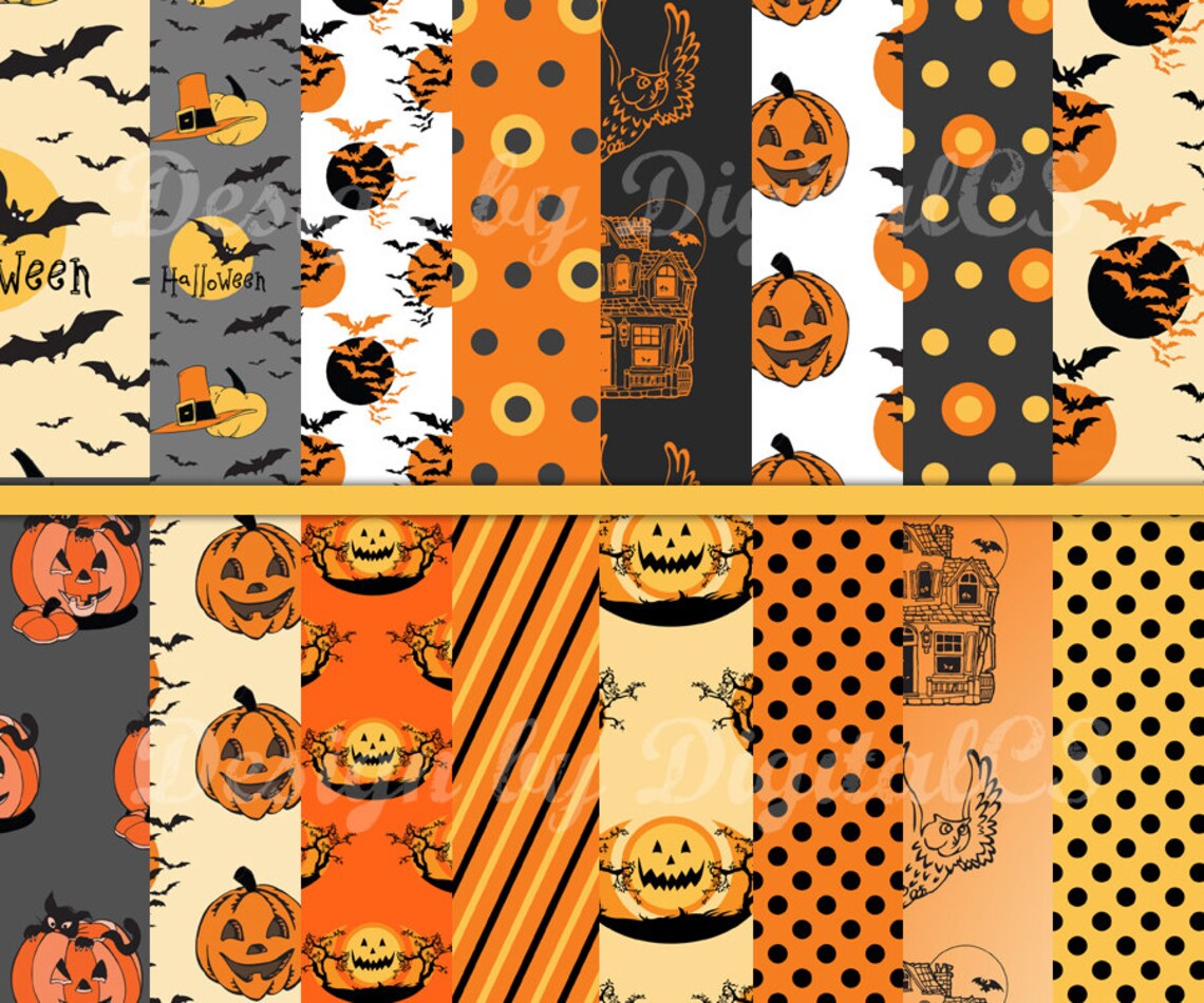 Halloween Digital Paper Halloween Scrapbook Paper Craft Paper Pumpkin ...
