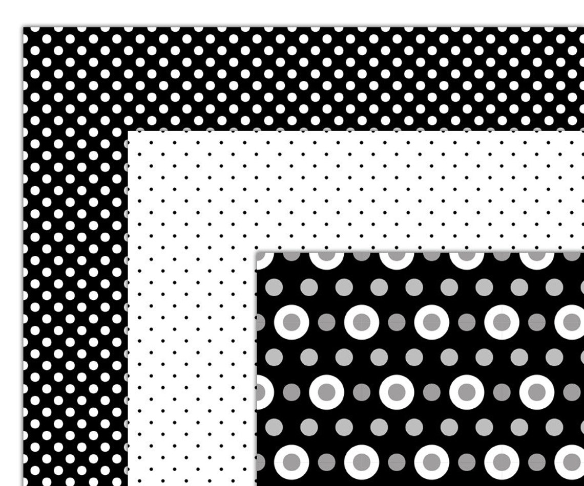 Chevron Digital Paper Black and White Digital Paper Polka Dots Digital ...