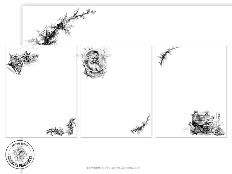 Printable Christmas Stationery Paper Vintage Christmas Writing Paper ...