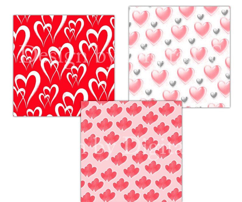 Hearts Digital Paper Hearts Valentines Day Digital Paper Digital Paper ...