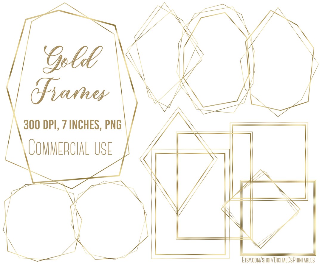 Gold Geometric Frame Clipart Gold Foil Frames Gold Frames PNG ...