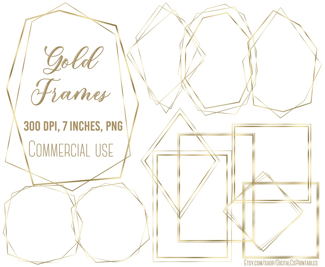 Gold Geometric Frame Clipart Gold Foil Frames Gold Frames PNG ...