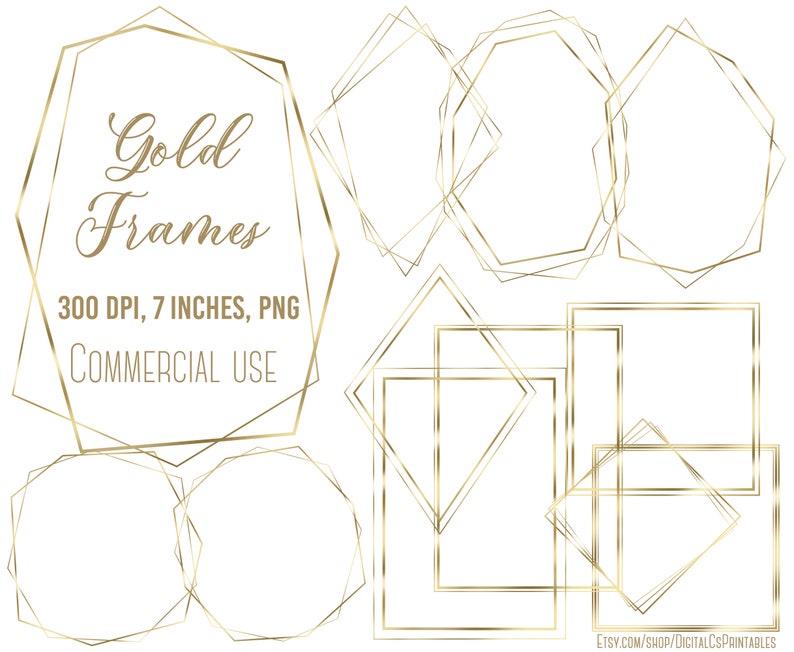Gold Geometric Frame Clipart Gold Foil Frames Gold Frames PNG ...