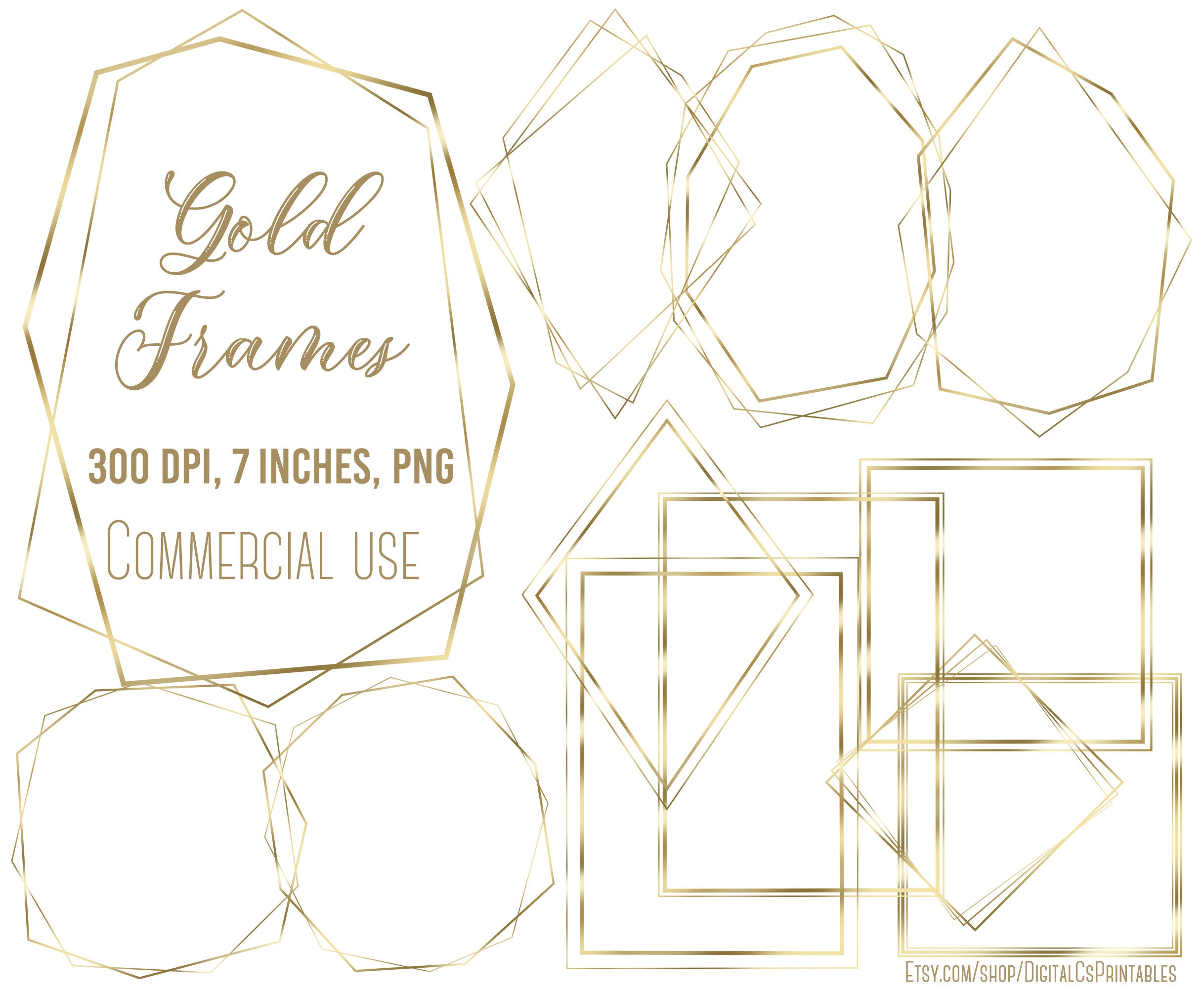 Gold Geometric Frame Clipart Gold Foil Frames Gold Frames PNG ...