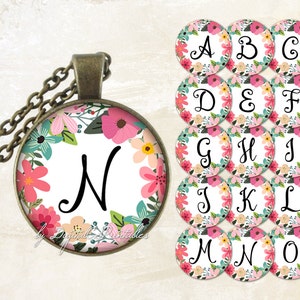 Floral Alphabet Bottle Cap Images Monogram Digital Download Alphabet ...