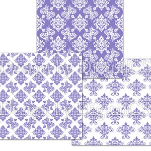 Purple Damask Digital Paper Scrapbook Paper Purple Printable - Etsy