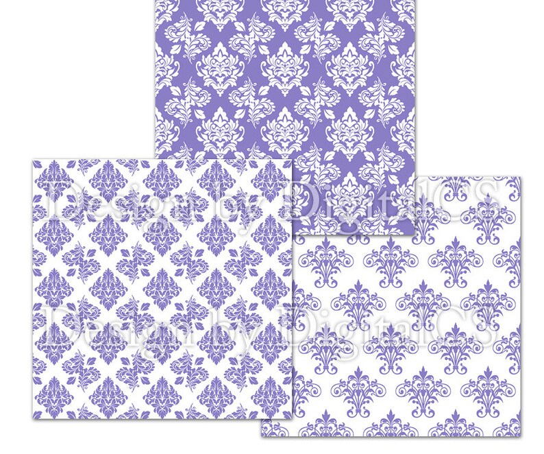 Purple Damask Digital Paper Scrapbook Paper Purple Printable - Etsy