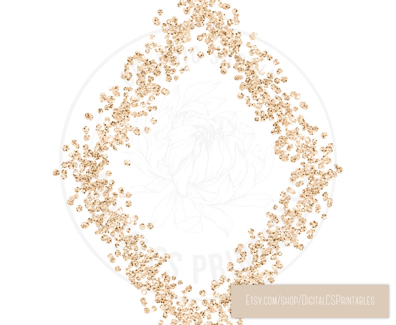 Champagne Gold Glitter Frames Clipart Borders Gold Glitter Confetti PNG ...