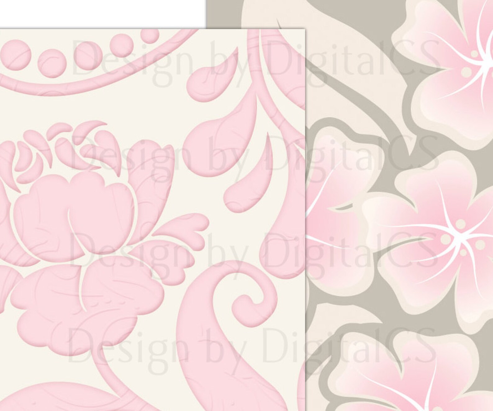 Pink Floral Digital Paper Pink Digital Paper Floral Digital Paper ...