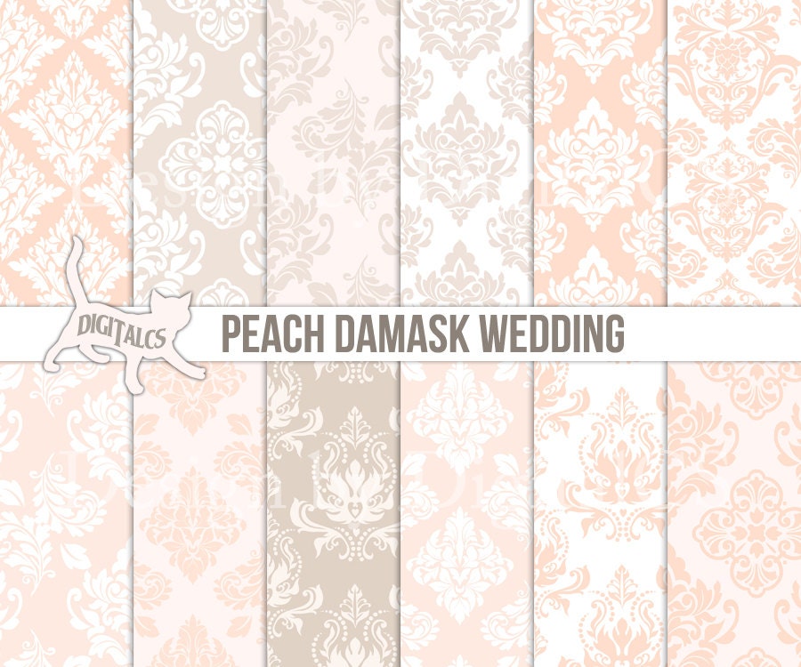 Peach Wedding Digital Paper Beige Wedding Paper Printable - Etsy