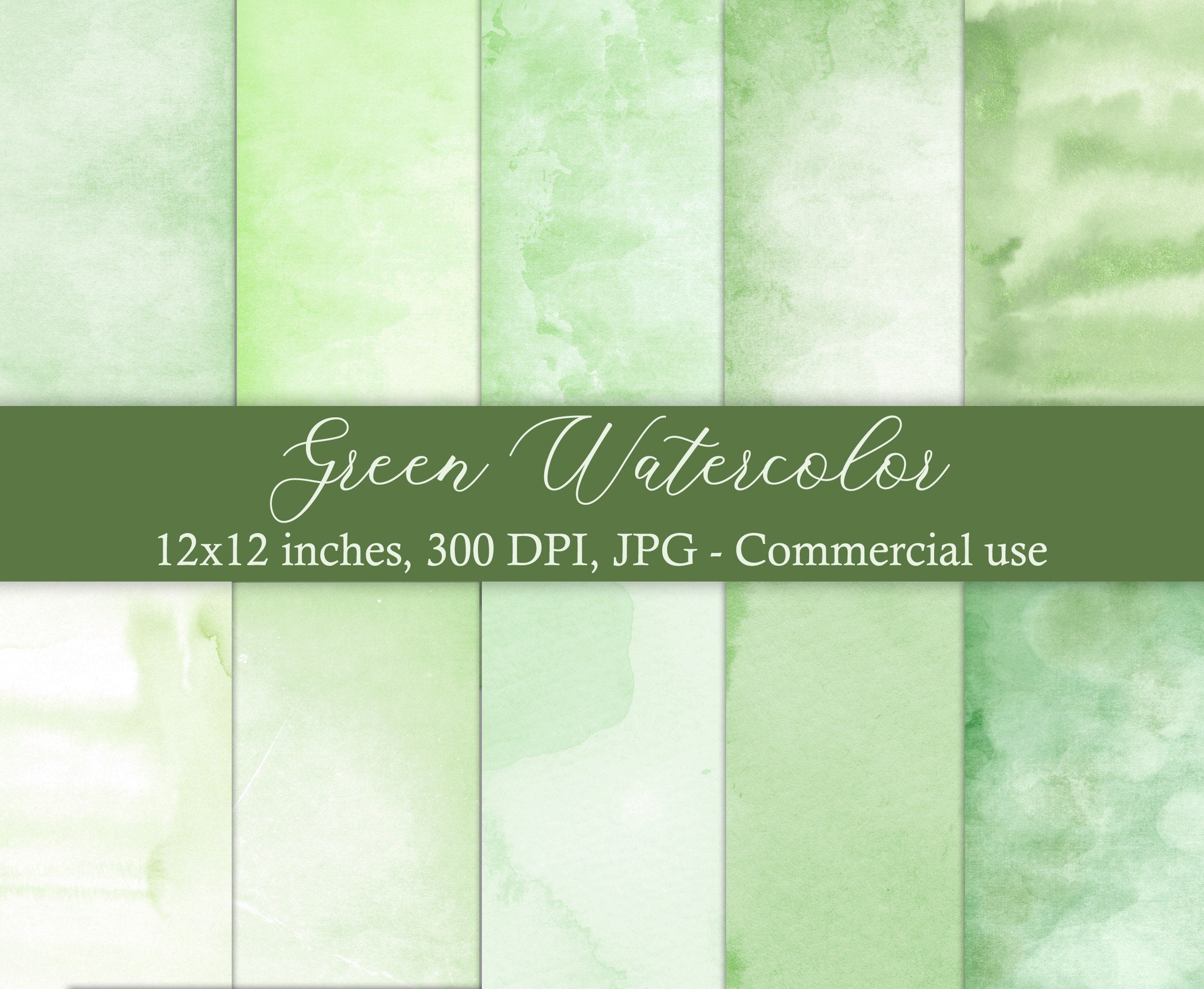Green Digital Paper Green Watercolor Digital Paper Pack Green ...