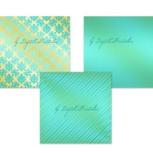 Turquoise Digital Paper Gold and Turquoise Digital Paper Gold Digital ...