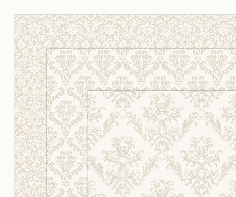Damask Digital Paper Wedding Digital Paper 12x12 Ivory Beige Damask ...