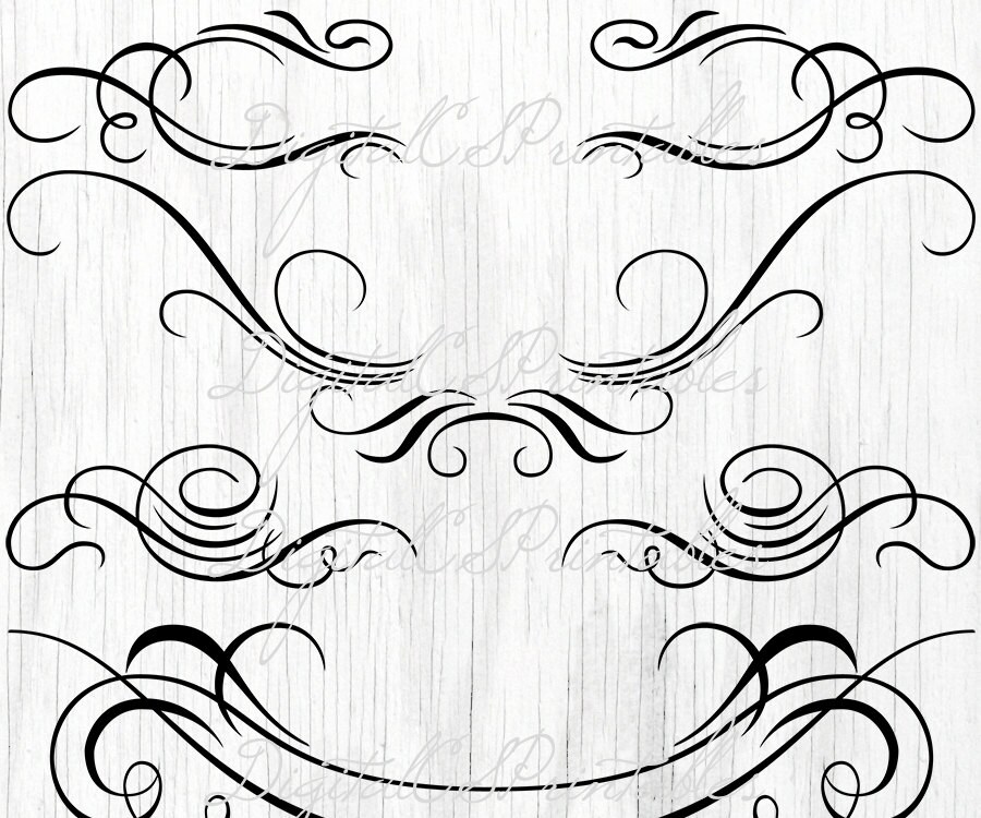 Swirl Clipart Digital Borders Border Clipart Divider Clipart Wedding ...