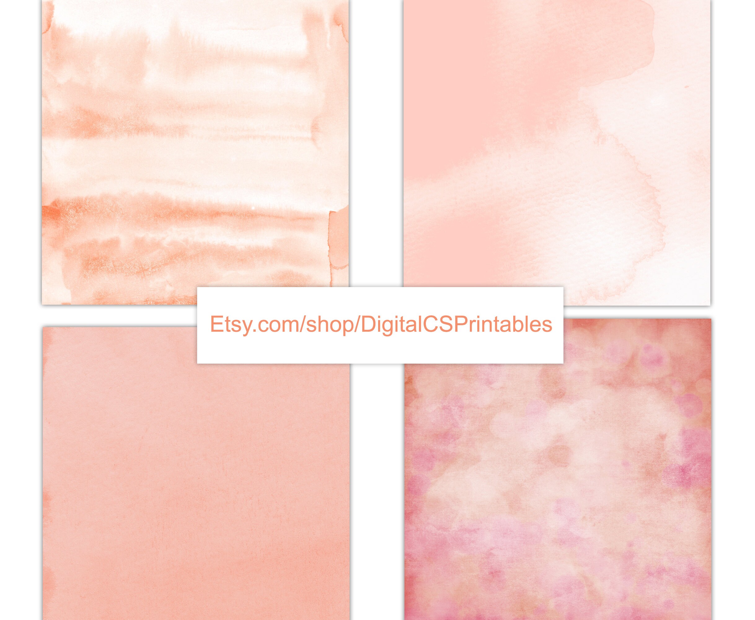 Peach Digital Paper Peach Pink Watercolor Digital Paper Pack Commercial ...
