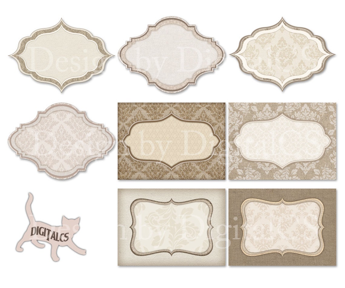 Burlap Digital Labels and Frames Digital Label Digital Tag - Etsy