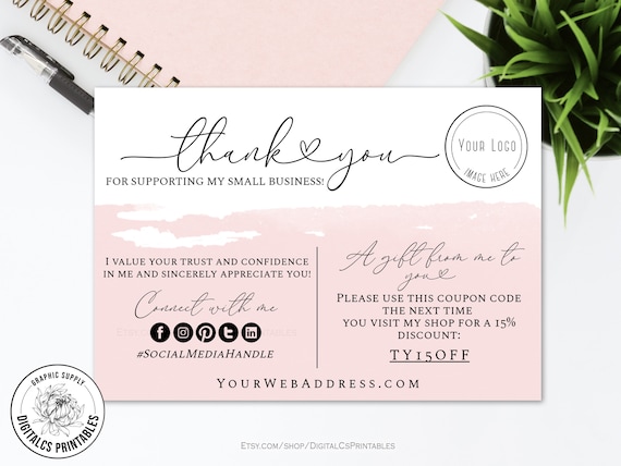 Editable Customer Appreciation Card Business Template Blush | Etsy
