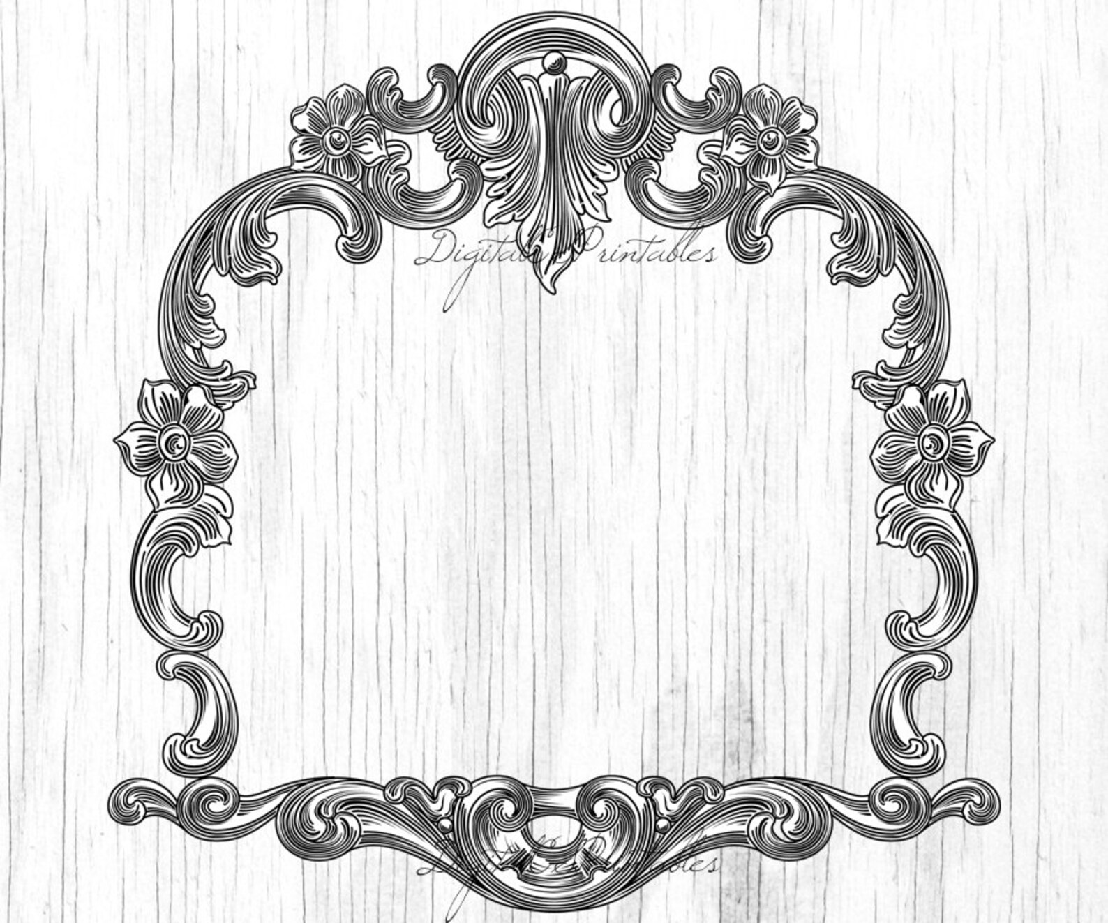 Digital Frames Clipart Floral Frame Clipart Border Clipart Digital ...