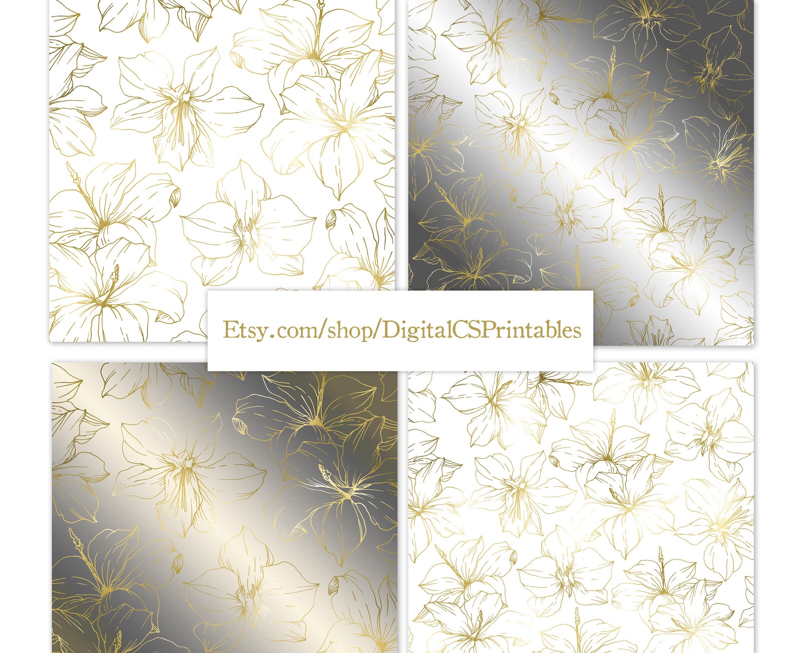 Gold Tropical Digital Paper Gold White Palm Leaf Exotic Digital Paper ...