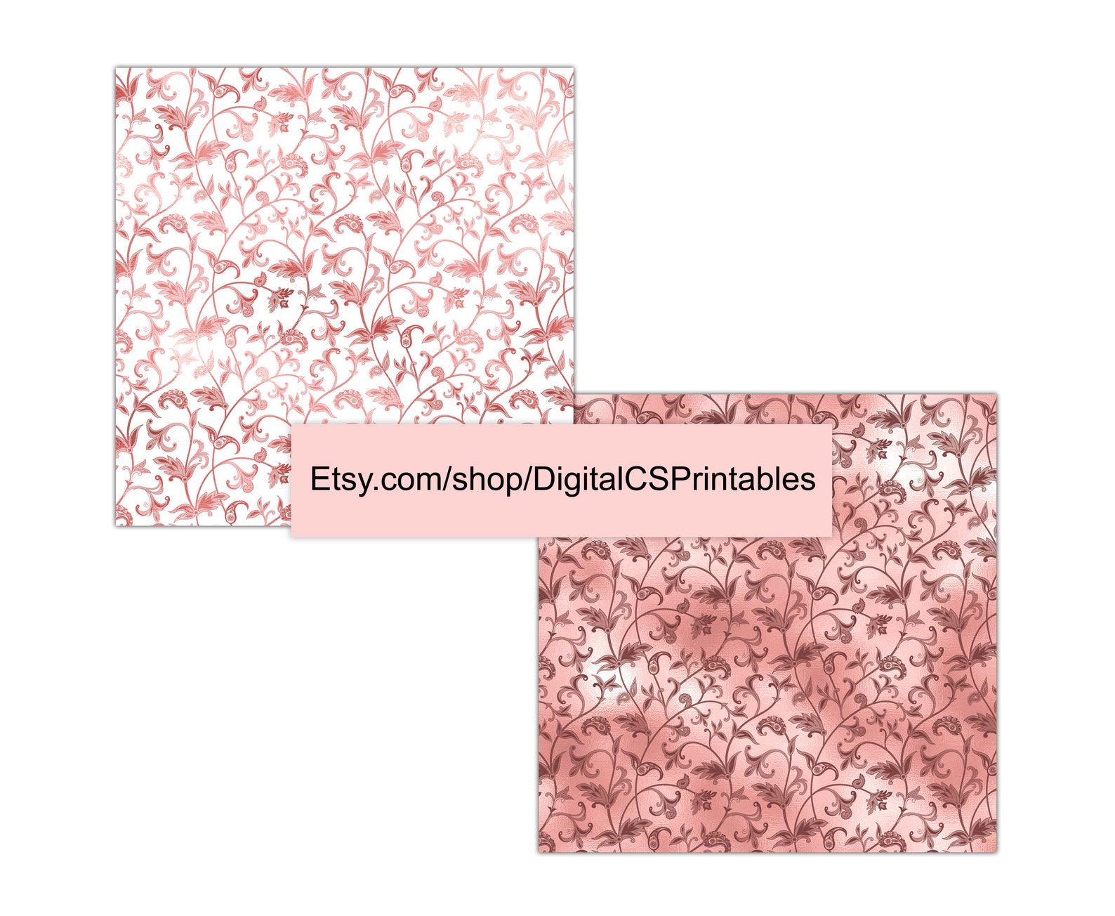 Rose Gold Floral Digital Paper Gold Foil Paper Rose Gold and - Etsy