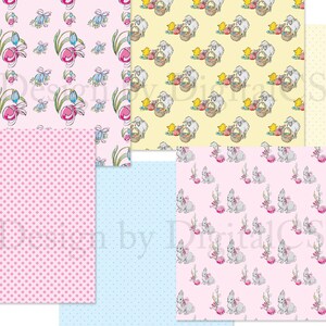 Easter Digital Paper Easter Scrapbook Paper Bunny Digital Paper Pink ...