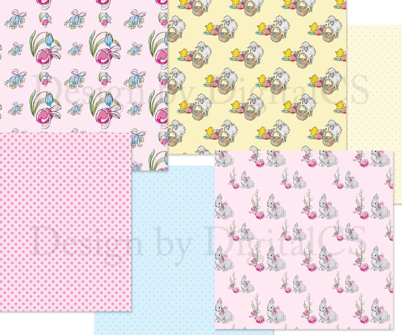 Easter Digital Paper Easter Scrapbook Paper Bunny Digital Paper Pink ...