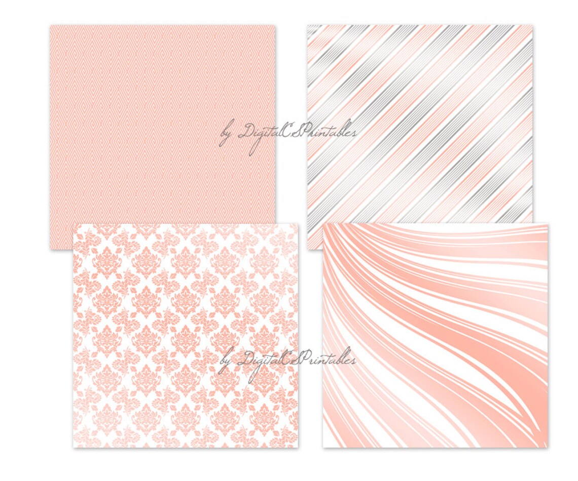 Coral Digital Paper Salmon Digital Paper Pink and Grey Digital Paper ...