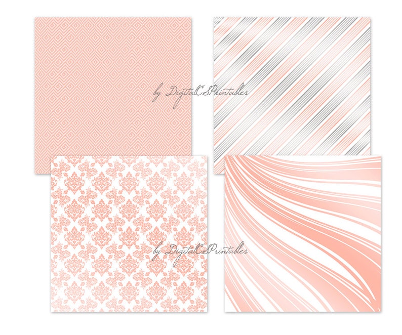 Coral Digital Paper Salmon Digital Paper Pink and Grey Digital Paper ...