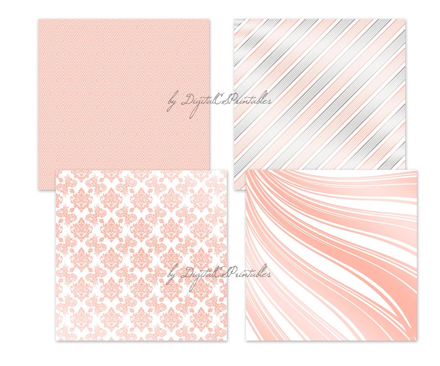 Coral Digital Paper Salmon Digital Paper Pink and Grey Digital Paper ...