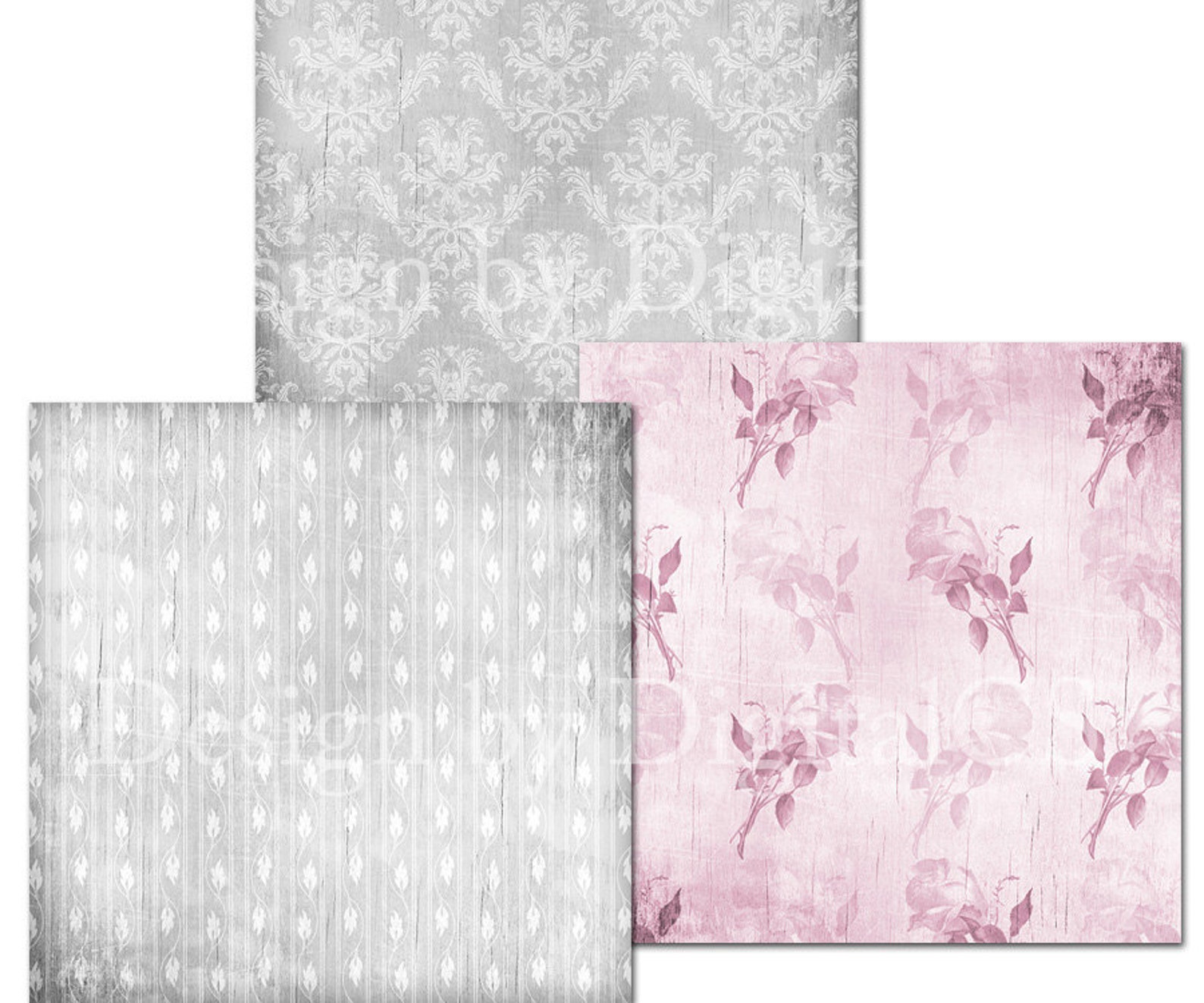 Pink Digital Paper Pink and Gray Shabby Chic Digital Paper Pink Digital ...