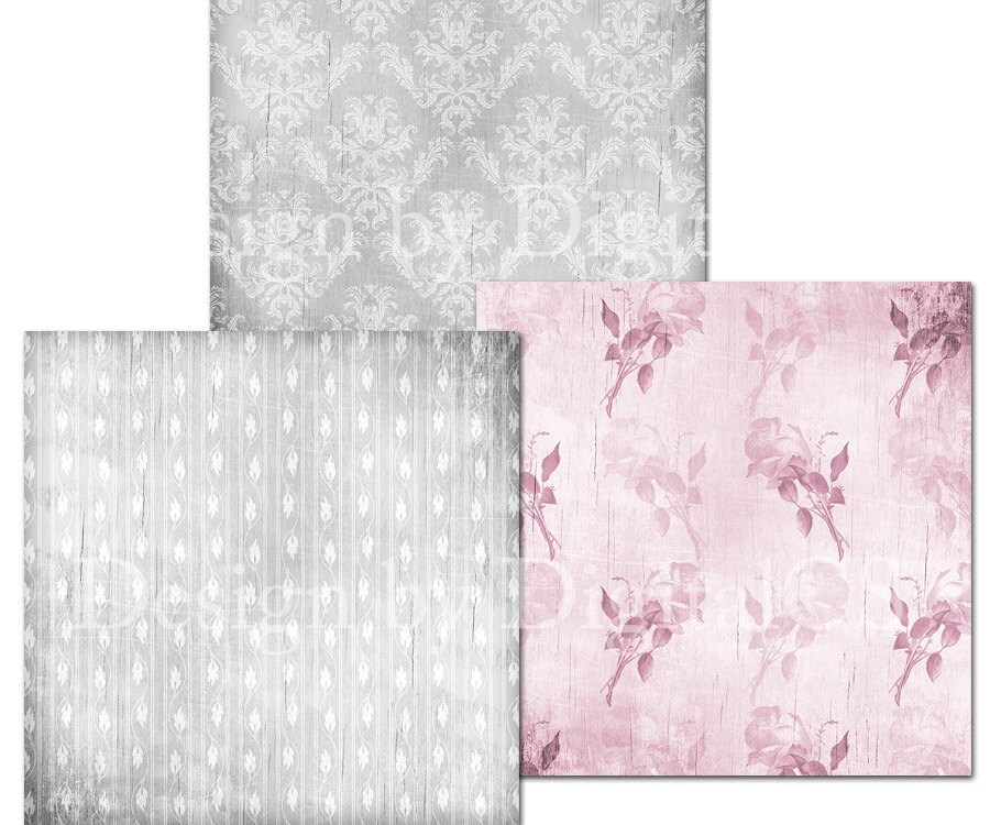 Pink Digital Paper Pink and Gray Shabby Chic Digital Paper Pink Digital ...