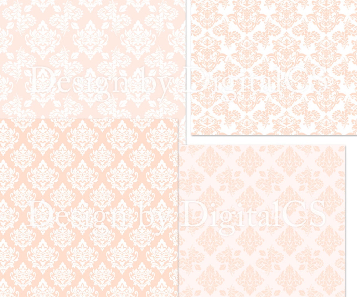 Peach wedding digital paper Beige wedding paper Printable | Etsy