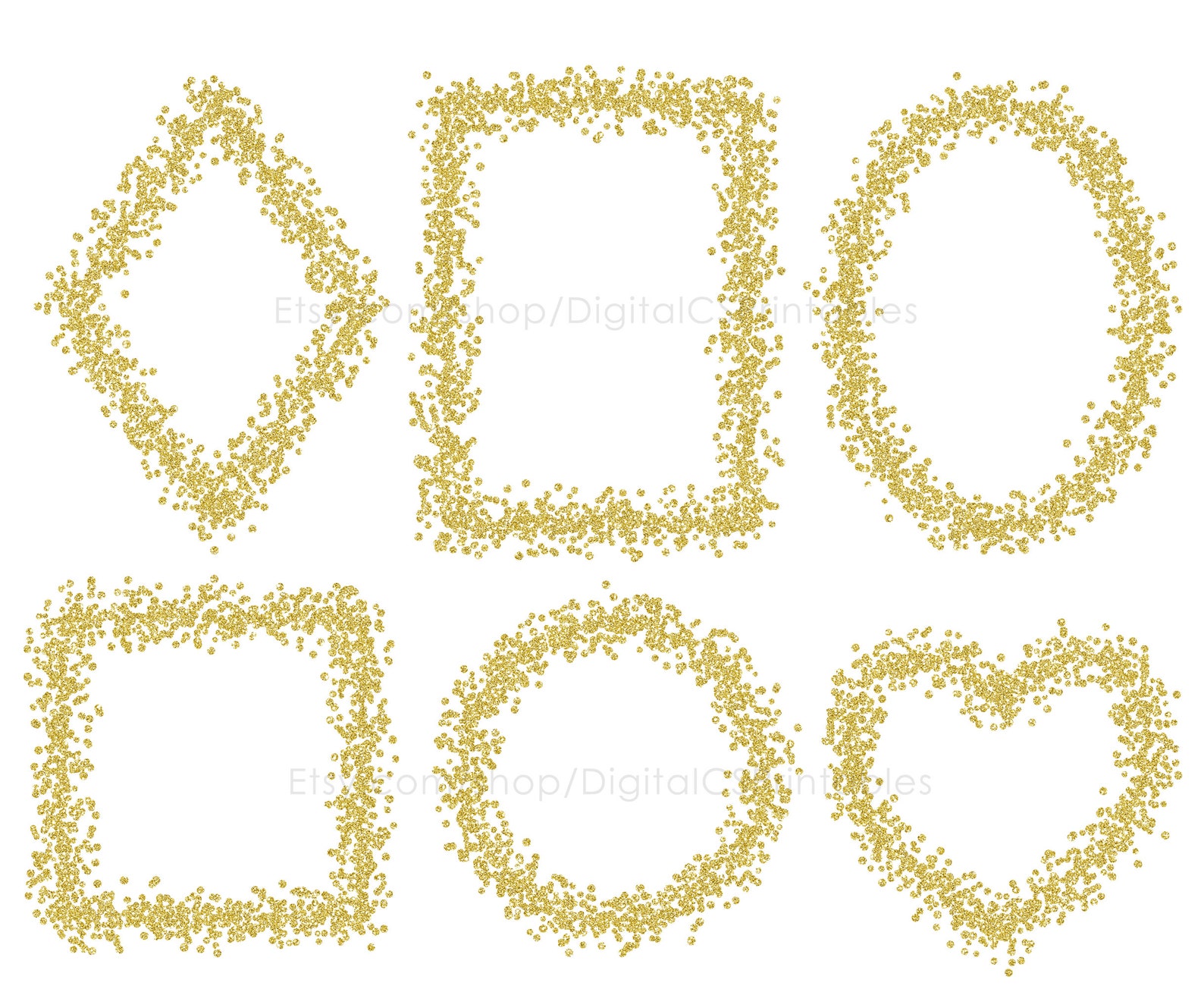 Gold Glitter Frames Clipart Borders Gold Glitter Confetti PNG - Etsy