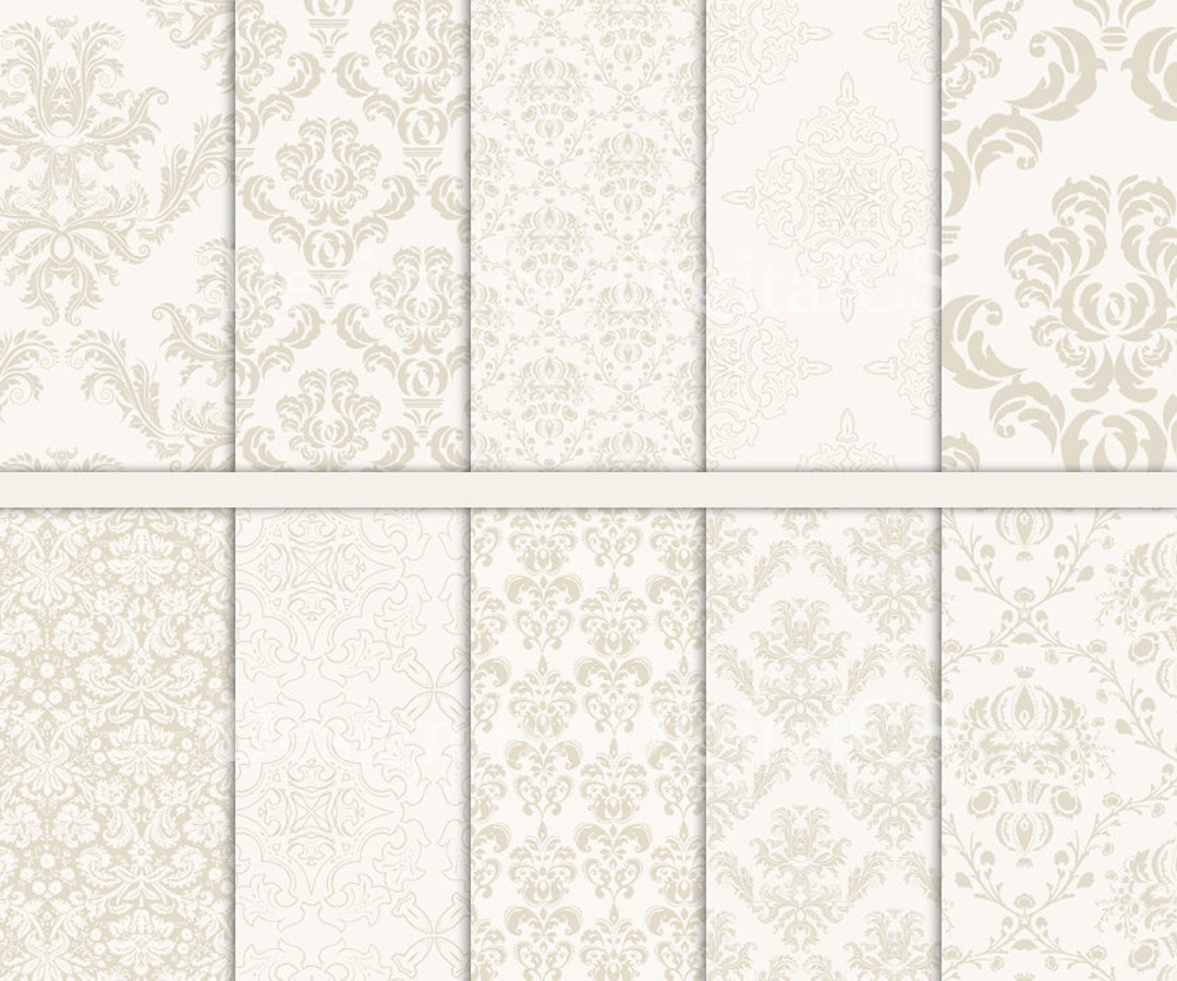 Damask Digital Paper Wedding Digital Paper 12x12 Ivory Beige Damask ...