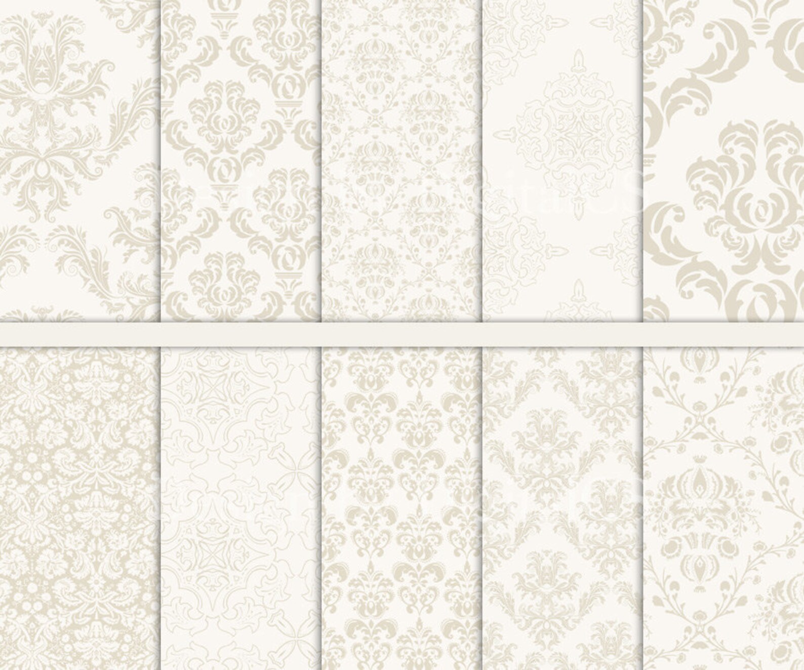 Damask Digital Paper Wedding Digital Paper 12x12 Ivory Beige Damask ...