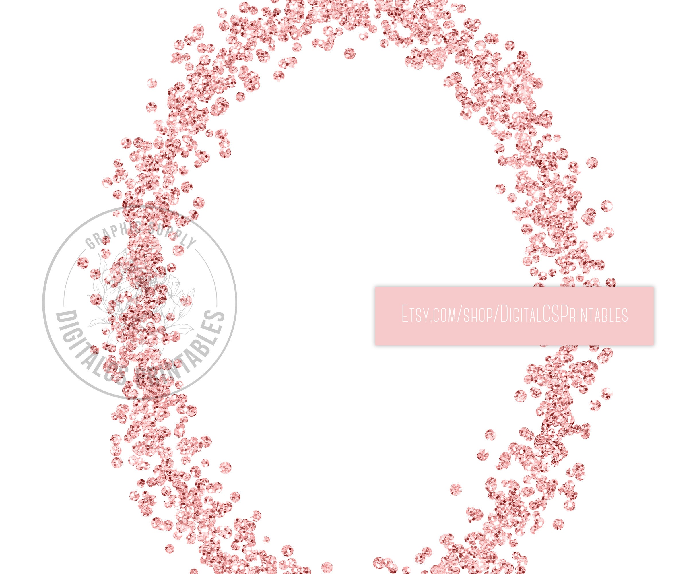 Rose Gold Glitter Frames Clipart Borders Pink Glitter Confetti - Etsy