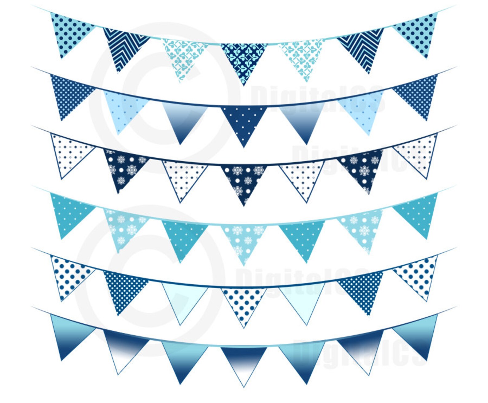 Blue Bunting Clipart Bunting Clip Art Commercial Use Blue Bunting ...