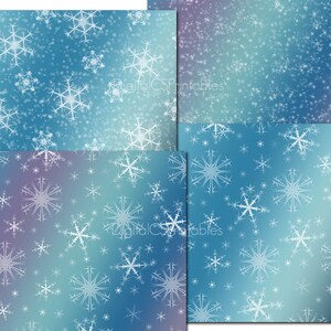 Snowflake Digital Paper Blue Christmas Digital Paper Winter Digital ...
