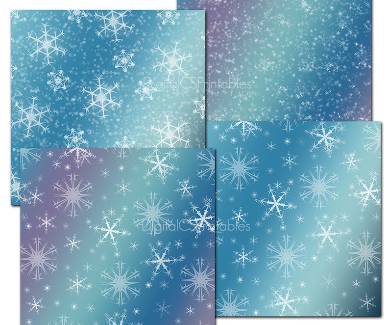 Snowflake Digital Paper Blue Christmas Digital Paper Winter - Etsy