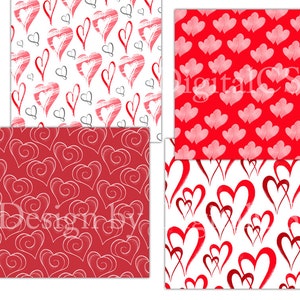 Hearts Digital Paper Hearts Valentines Day Digital Paper Digital Paper ...