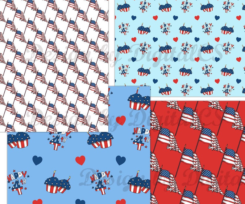 Patriotic Digital Paper 4th of July Digital Paper Independence Day ...
